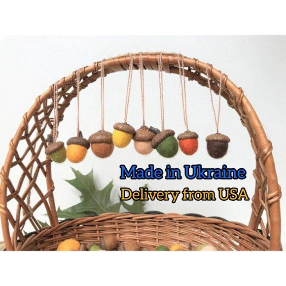 Art | Felted Handmade Acorns Textile Fall Garland Autumn Ornaments Made ...